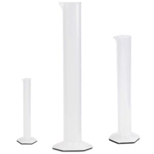 plastic graduated cylinder set, 3 sizes - 10, 50, & 100ml, polypropylene, karter scientific 219h2