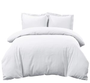 royal hotel's solid white 300-thread-count 3pc queen duvet-cover 100-percent cotton, superior percale weave, 100% cotton