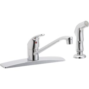 elkay everyday lk2478cr three hole deck mount kitchen faucet with side spray, chrome