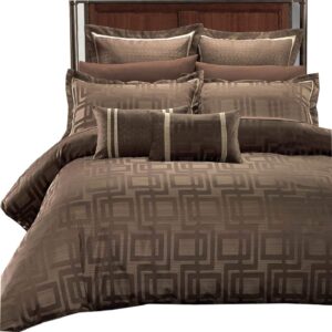 sheetsnthings janet jacquard 7pc king-california king duvet cover set multi-tone of charcoal brown and beige