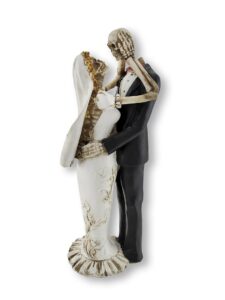 bride and groom skeletons wedding statue cake topper