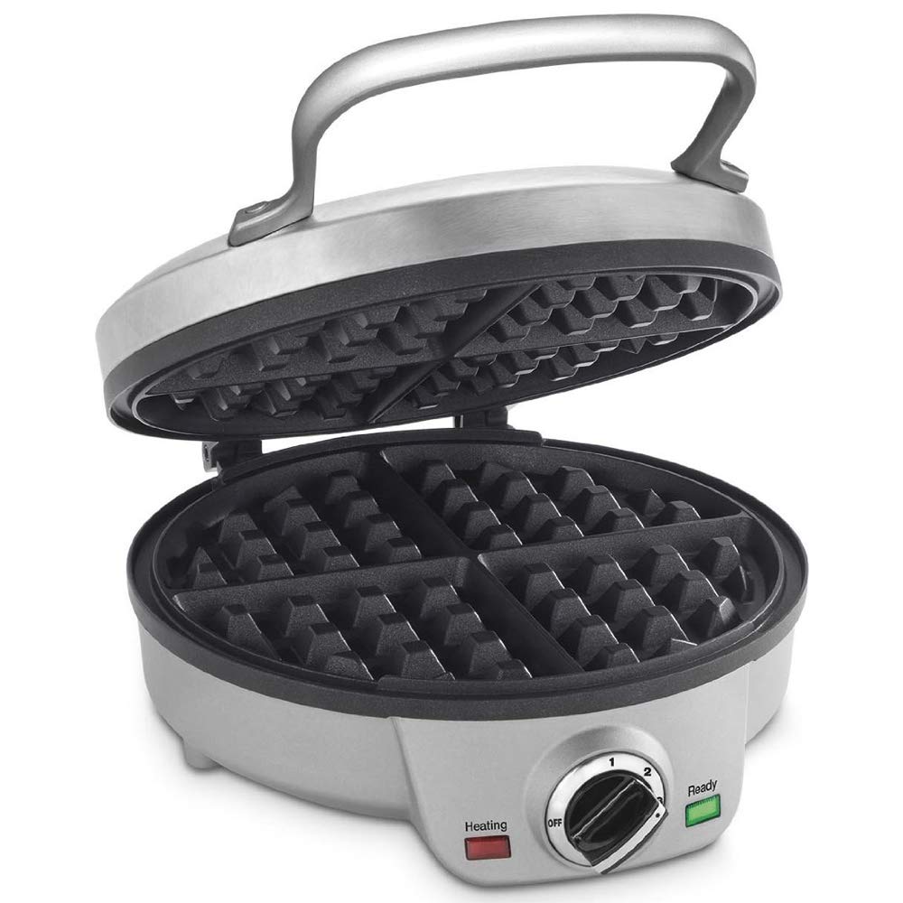 Cuisinart Mini Belgian Waffle Maker, Round Mini Waffle Iron, Silver, WAF-200P1