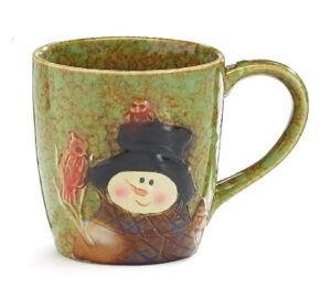 burton and burton ceramic marbleized holiday winter snowman mug, multicolor, one pack, 18 ounces