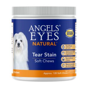 angels’ eyes natural tear stain prevention soft chews for dogs | chicken flavor| for all breeds | no wheat no corn | daily supplement | proprietary formula