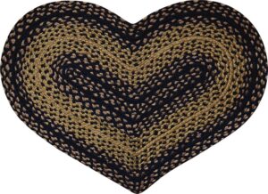 cwi gifts braided ebony heart rug, 20 x 30