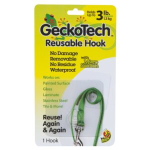 geckotech 282312 removable, reusable hook with microsuction technology, 3-pound, 1-pack