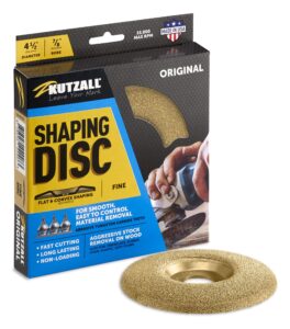 kutzall original shaping disc - fine, 4-1⁄2" (114.3mm) diameter x 7⁄8" (22.2mm) bore - coping woodworking angle grinder attachment for dewalt, bosch. abrasive tungsten carbide, sd412o230