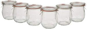 mini tulip jelly jar with glass lids 6 rings and 12 clamps, 6 count (pack of 1)