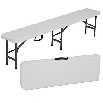 Best Choice Products 6 foot Portable Folding Bench, Sturdy Lightweight Plastic Multipurpose Bench Seat for Indoor Outdoor Use - White