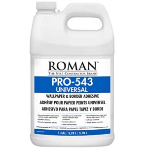 roman’s pro-543 universal border and wallpaper adhesive for home improvement, white, 1 gallon (250 sq. ft.)