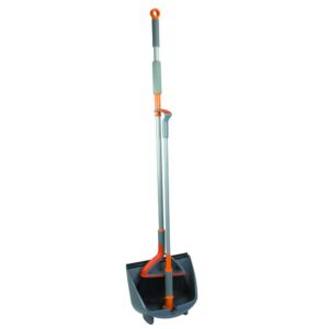 casabella quick 'n easy upright broom and dustpan set, gray/orange