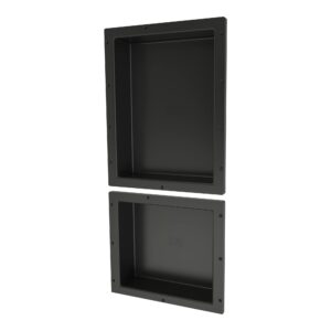 redi niche double niche recessed shower shelf- black, two inner shelves, 16-inch width x 34-inch height x 4-inch depth