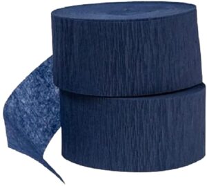 navy blue crepe paper streamers (2 pack), 145 feet total, made in usa