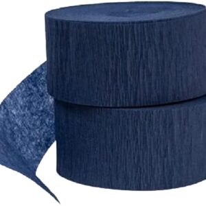 Navy Blue Crepe Paper Streamers (2 Pack), 145 Feet Total, Made in USA