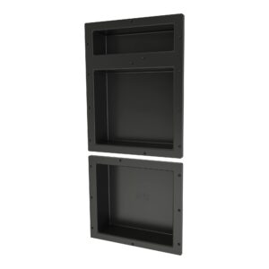 redi niche triple niche recessed shower shelf- black, three inner shelves, 16-inch width x 34-inch height x 4-inch depth