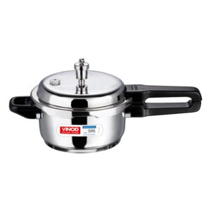 vinod v-3l stainless steel sandwich bottom pressure cooker, 3-liter, medium, silver