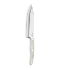 model 1728 cutco white (pearl) petite chef knife in factory-sealed plastic bag. 7.75” high carbon stainless blade and 5.5” handle.