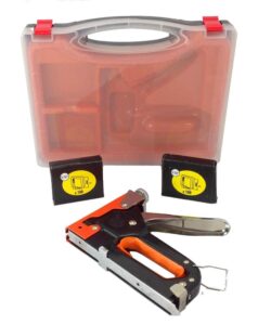 3 way stapler staple gun brad nailer kit heavy duty upholstery wood with case