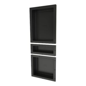 redi niche triple niche recessed shower shelf- black, three inner shelves, 16-inch width x 40-inch height x 4-inch depth