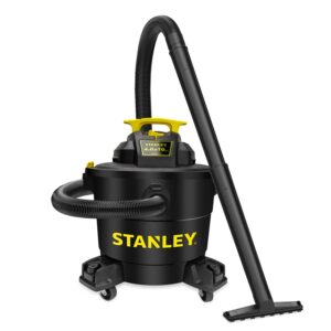 stanley wet/dry vacuum sl18191p, 10 gallon 4 horsepower 16 ft clean range shop vacuum, ideal for home/garage/laundry rooms with vacuum attachments, strong suction large capacity multiple accessories