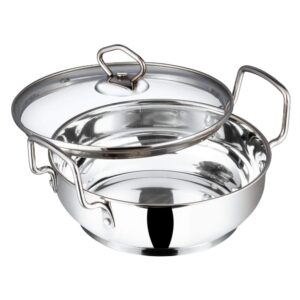 vinod cookware induction friendly kadai with lid silver 3.4 litres, stainless steel, ikd 24