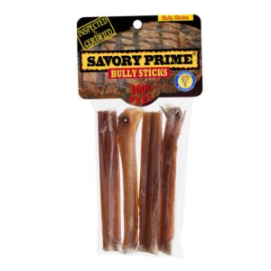 savory prime 300 american bully sticks (4 pack) dog treats, 5"