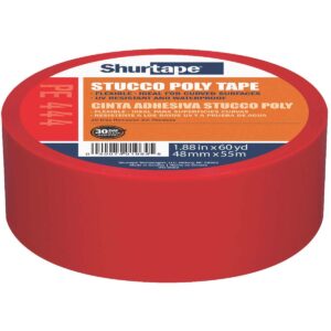 shurtape pe 444 uv-resistant stucco masking tape, 48mm x 55m, red, 1 roll (107239)