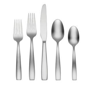 oneida everdine 45 piece everyday flatware, service for 8, 18/0 stainless steel, silverware set, dishwasher safe, silver