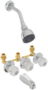 homewerks worldwide 10-b83wchb three-handle, one-spray bathtub and shower faucet set 5 year warranty, chrome finish