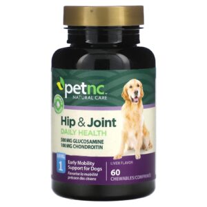 petnc natural care hip and joint health early mobility chewables for dogs, 60 count (27478)