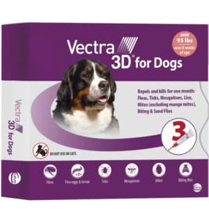 vectra 3d for dogs flea, tick & mosquito treatment & prevention for extra large dogs (over 95 lbs) , 3 month supply