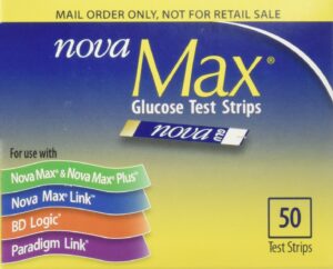 nova max glucose test strips - 50 ct.