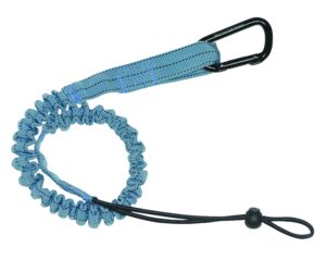 falltech 5027b tool lanyard - heavy-duty tool leash, loop and carabiner, 15 lb capacity, single, 37" to 43", blue