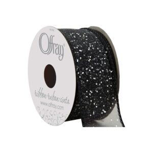 offray wired edge cosmic glitz craft ribbon, 1 1/2-inch x 9-feet, black