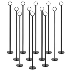 new star foodservice 27730 ring-clip table number holder/number stand/place card holder, 18-inch, set of 12, black finish