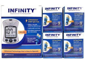 free infinity meter w/purchase of 200 test strips (4 boxes of 50 ct= 200 ct total)