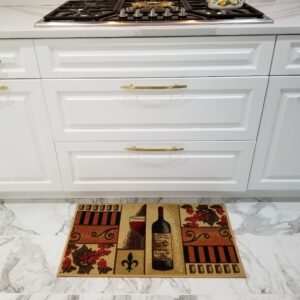 Kitchen Rugs and Mats - 18" x 31" - Non Skid, Rubber Back - Wine themed - Doormat