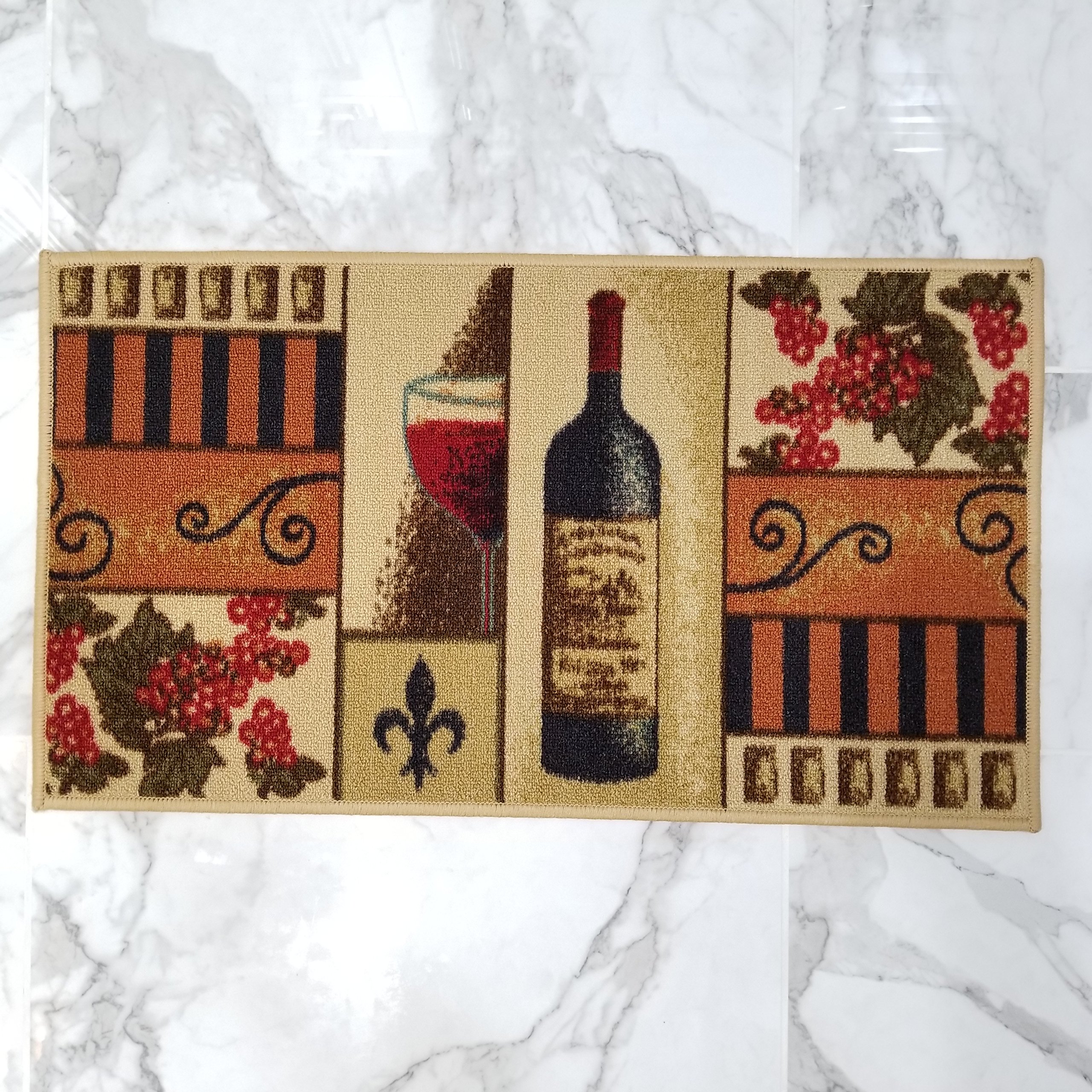 Kitchen Rugs and Mats - 18" x 31" - Non Skid, Rubber Back - Wine themed - Doormat