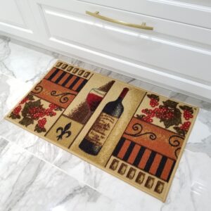 kitchen rugs and mats - 18" x 31" - non skid, rubber back - wine themed - doormat