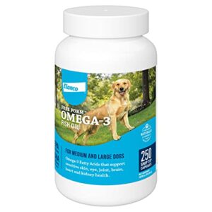 free form snip tips omega-3 fish oil liquid supplement for medium & large dogs, 250 count