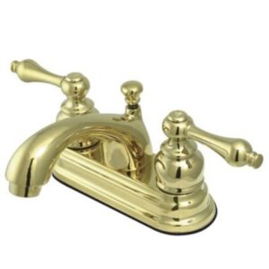 two handle 4 centerset lavatory faucet with retail pop-up