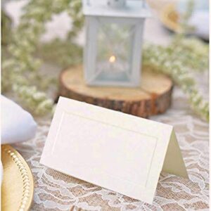 JAM PAPER Foldover Wedding Table Place Cards - 2 x 4 1/4 - Off White with Embossed Border - 100/Pack