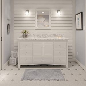 kitchen bath collection abbey 60-inch single bathroom vanity (carrara/white): includes white cabinet with authentic italian carrara marble countertop and white ceramic sink