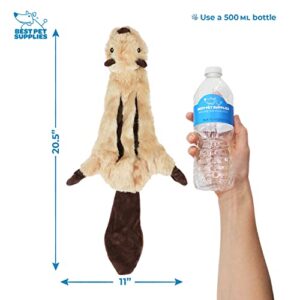 Best Pet Supplies 2-in-1 Stuffless Squeaky Dog Toys with Soft, Durable Fabric for Small, Medium, and Large Pets, No Stuffing for Indoor Play, Holds a Plastic Bottle - Squirrel, Medium