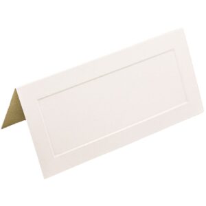 jam paper foldover wedding table place cards - 2 x 4 1/4 - off white with embossed border - 100/pack