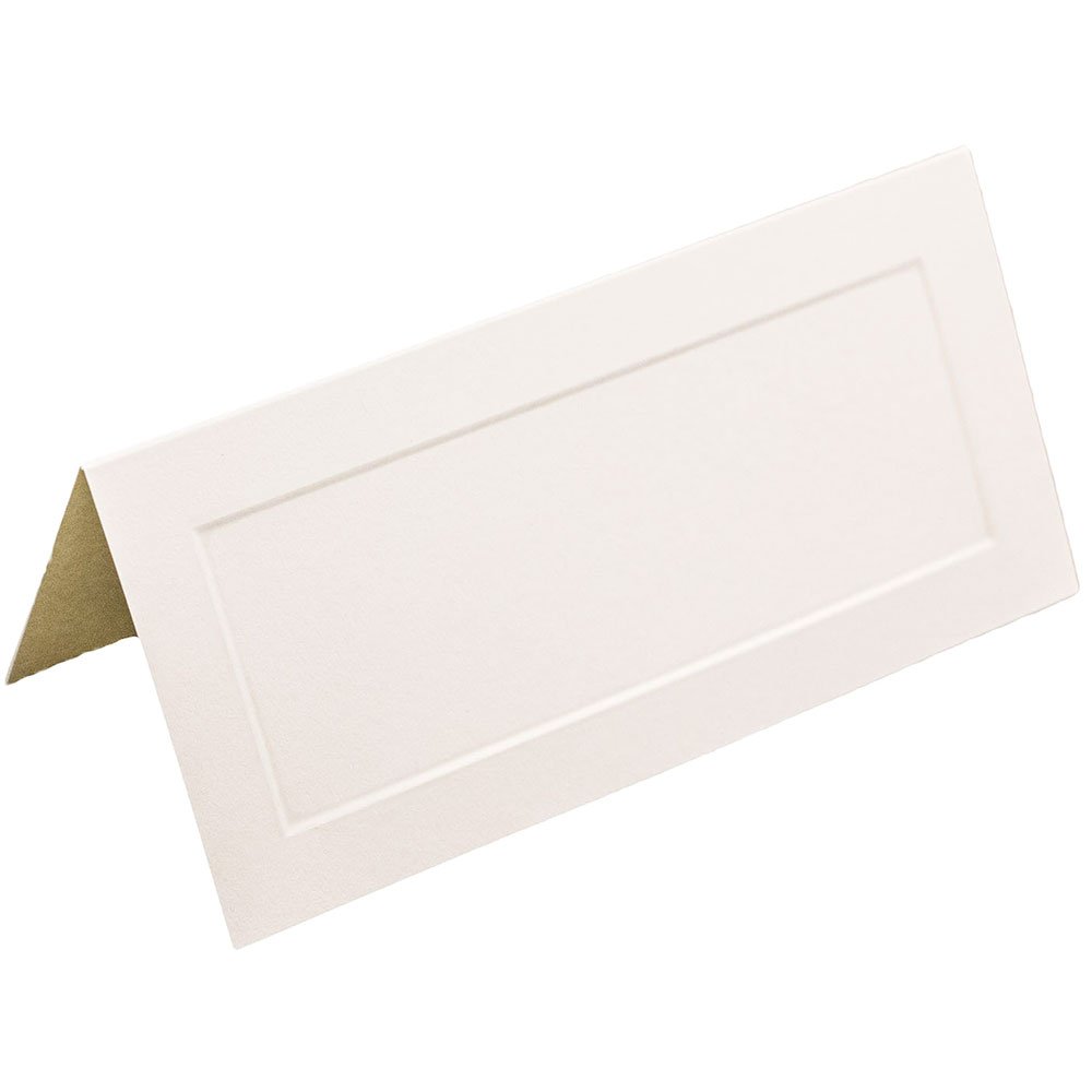 JAM PAPER Foldover Wedding Table Place Cards - 2 x 4 1/4 - Off White with Embossed Border - 100/Pack