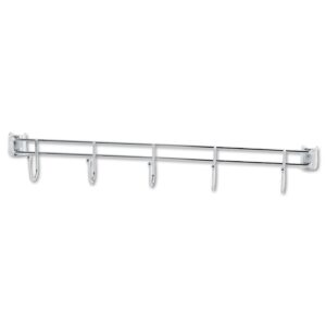 alera sw59hb424sr hook bars for wire shelving, five hooks, 24-inch deep, silver, 2 bars/pack