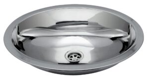 ambassador marine oval stainless steel round bottom ultra mirror polished finish sink, 17-inch long x 12-inch wide x 5 1/4-inch deep