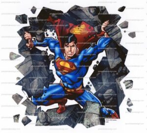 1/4 ~ superman cartoon bustin' through birthday ~ edible image cake/cupcake topper!!!