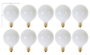 kor (pack of 10) g16.5 white finsh decorative (e12) candelabra base globe shape incandescent 120v g16 1/2 light bulbs (25)